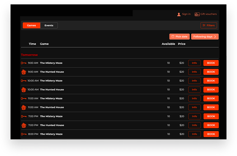 Booking page layouts (booking modes for the customer interface) – Bookeo