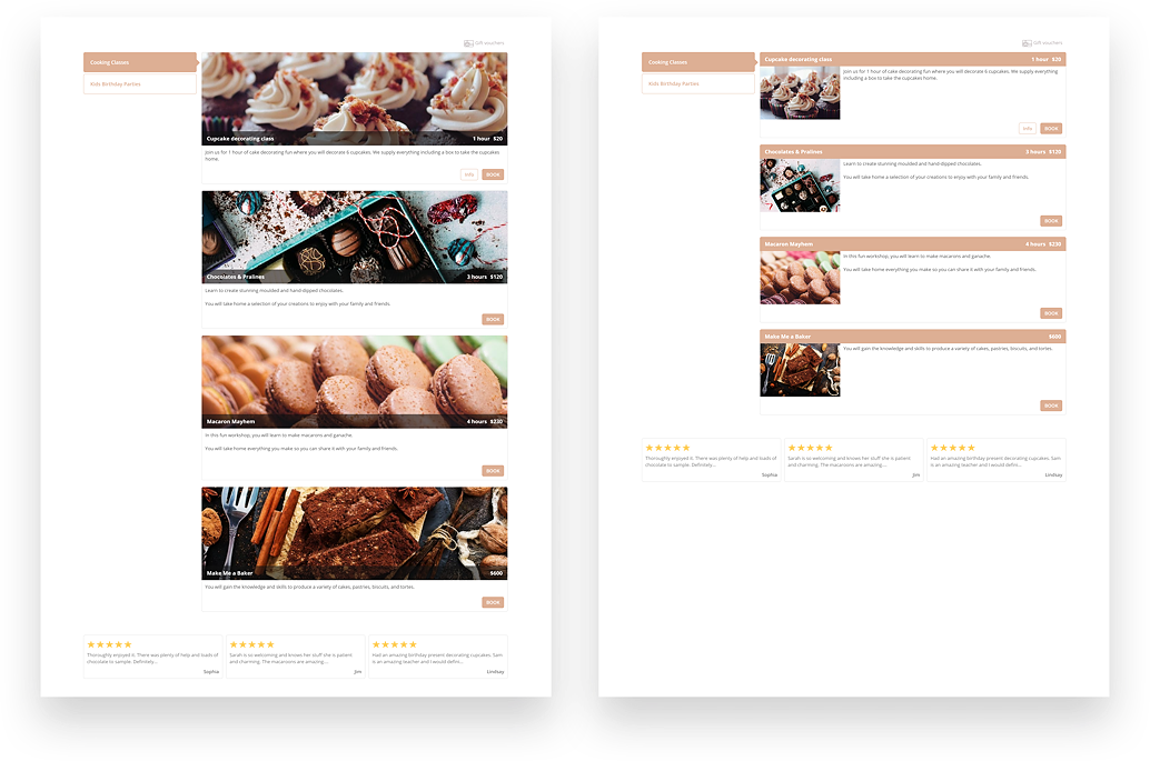 Booking page layouts (booking modes for the customer interface) – Bookeo