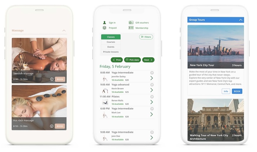 Booking page layouts (booking modes for the customer interface) – Bookeo