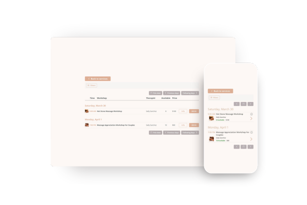 Booking page layouts (booking modes for the customer interface) – Bookeo