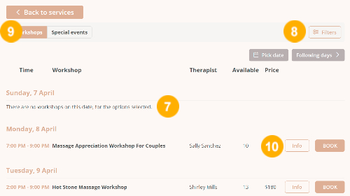 Booking page layouts (booking modes for the customer interface) – Bookeo