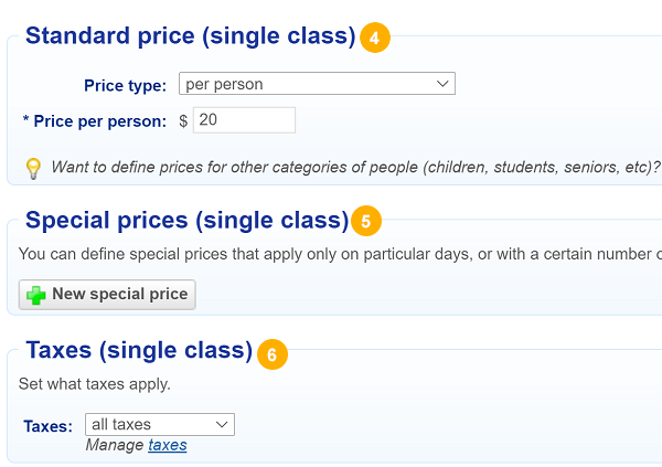 Course booking modes: create a single booking for all the classes ...